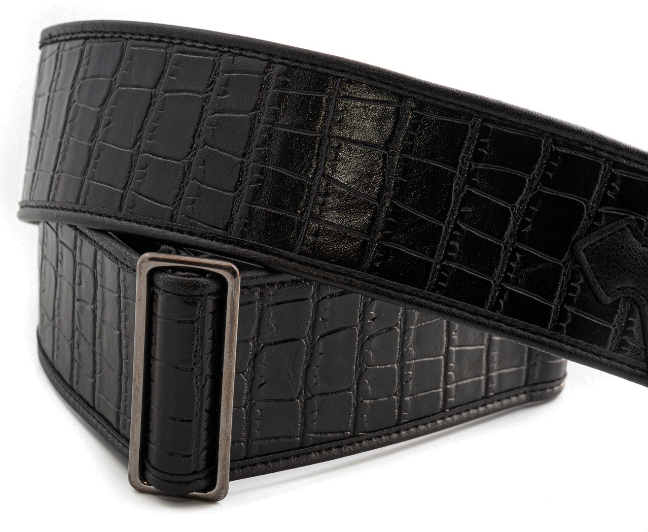 Alligator Black Vegan Guitar Strap with Alligator Skin Design | RightOn ...
