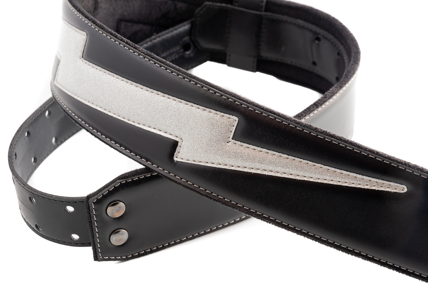 Bolt II Silver Glitter Guitar Strap with Shining Lightning Bolt ...