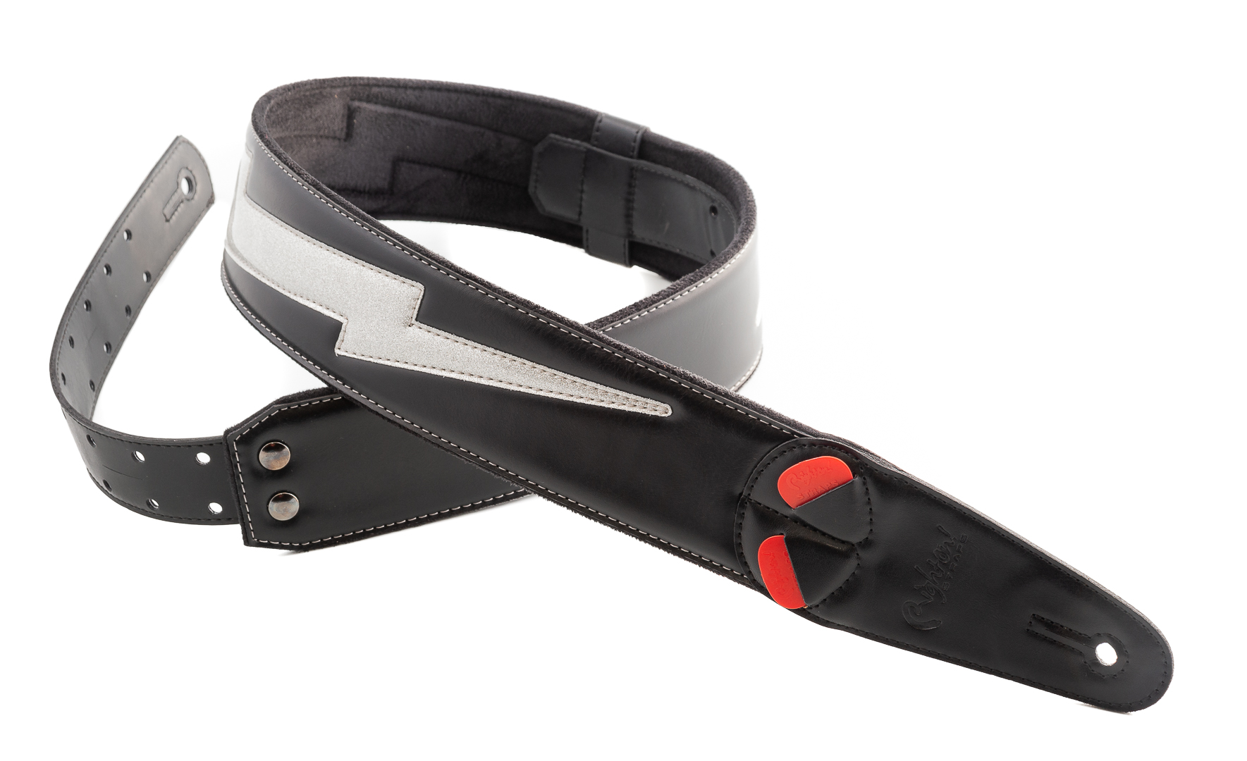 Bolt II Silver Glitter Guitar Strap with Shining Lightning Bolt ...