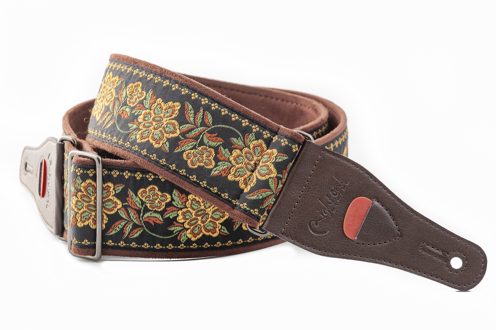 Roses II brown guitar and bass strap