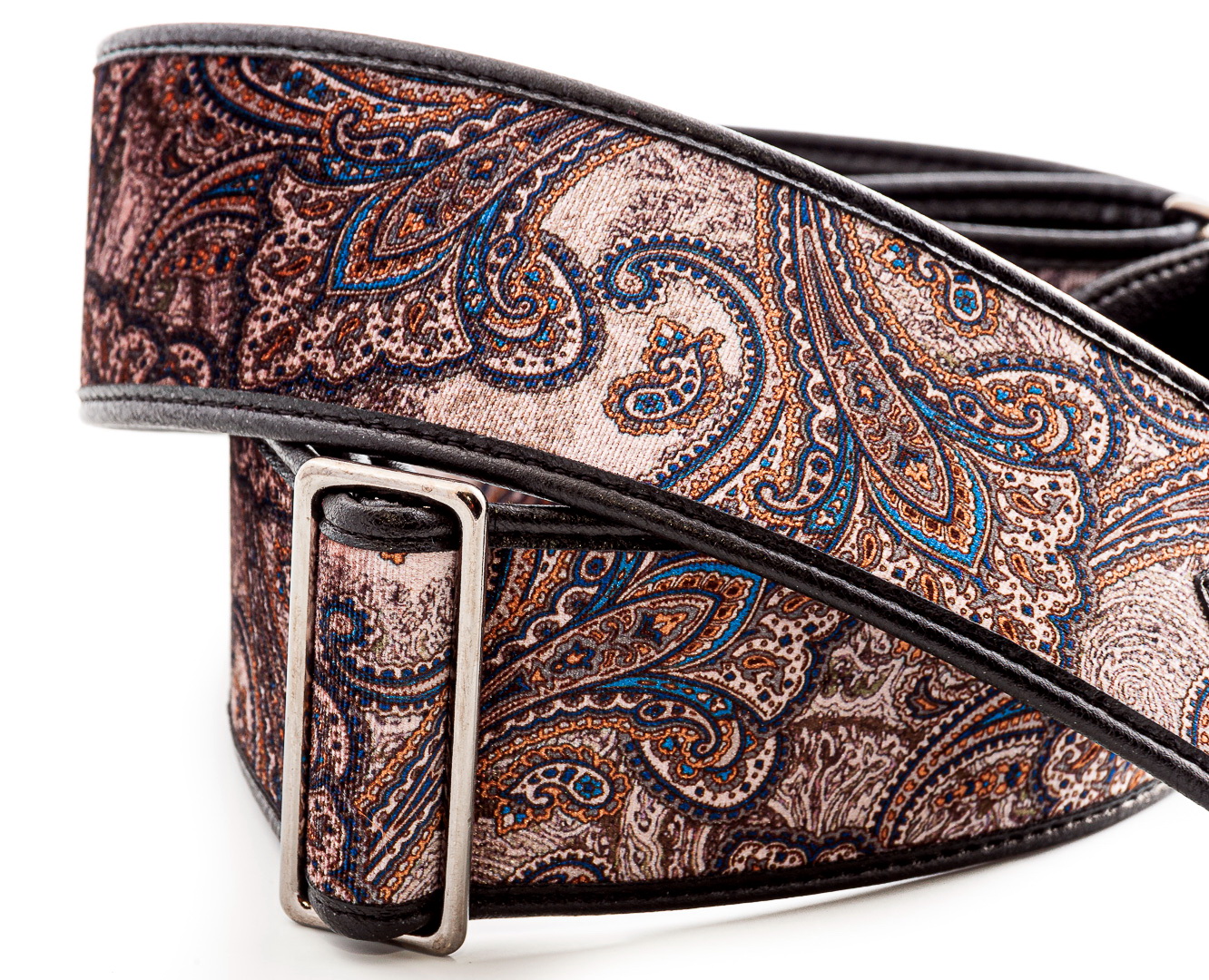 Paisley Velvet-60 Brown Guitar Strap in Italian Velvet and Microfiber ...