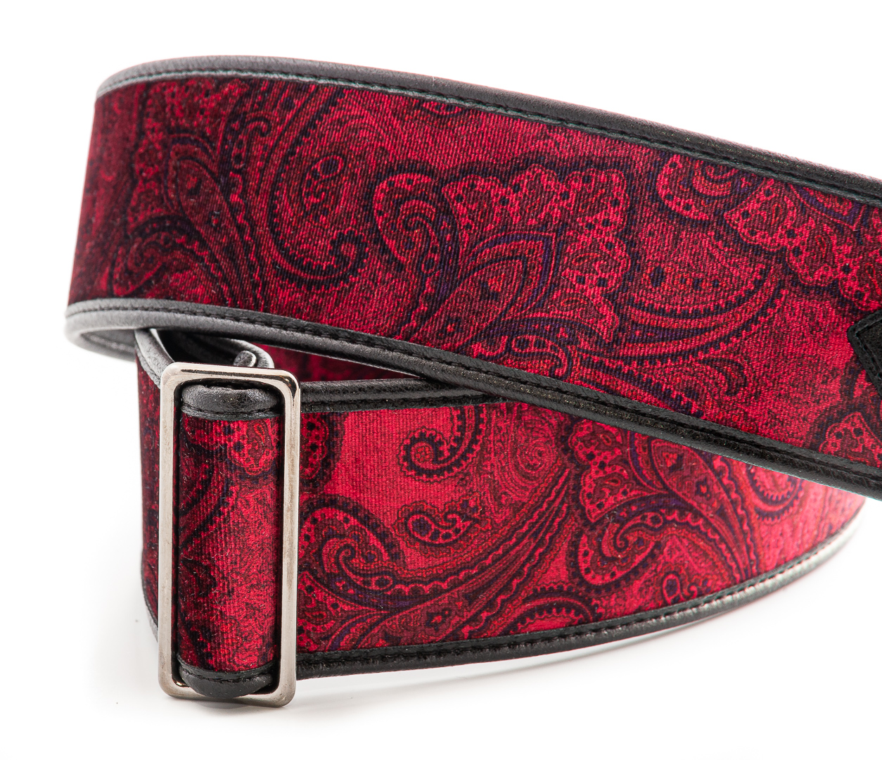 Paisley Velvet-60 Red Guitar Strap in Italian Velvet | RightOn! Straps