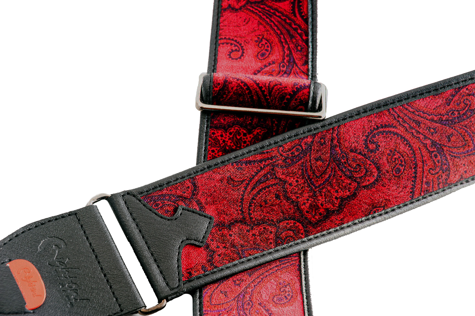 Paisley Velvet-60 Red Guitar Strap in Italian Velvet | RightOn! Straps